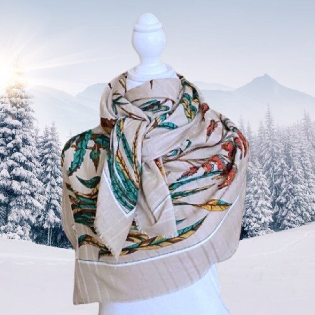 Gim Renoir Scarf Extra Large Duck Pattern 44 X 45 Inch Vintage Designer ...