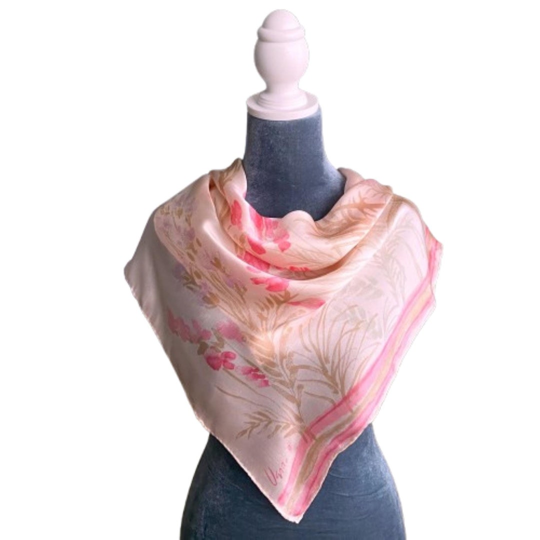 Vera Ladybug Pink Silk Scarf Rolled Hem 26 Inch Vintage Designer ...
