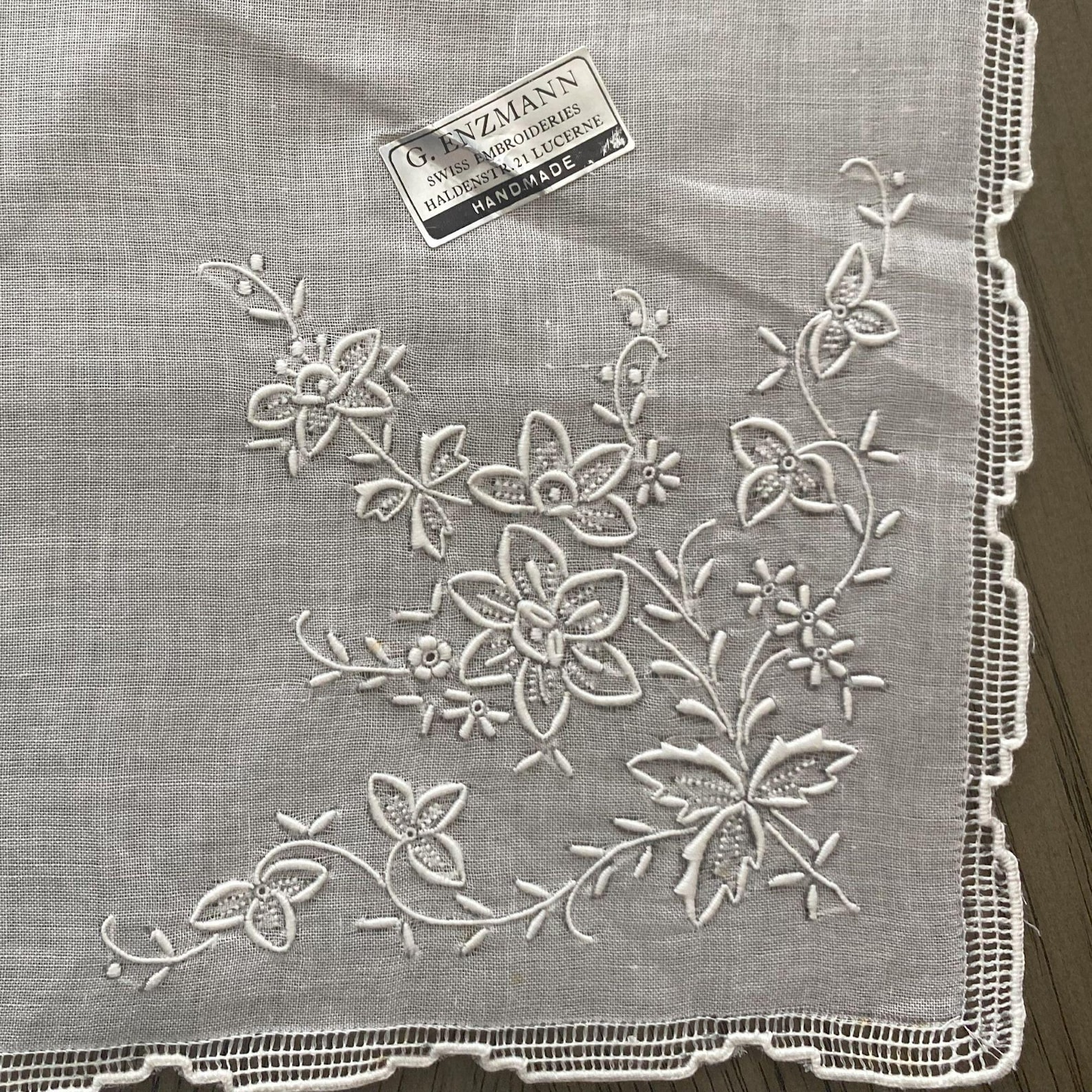 NWT G Enzmann Swiss Appenzell Embroidered Floral Linen Handkerchief ...