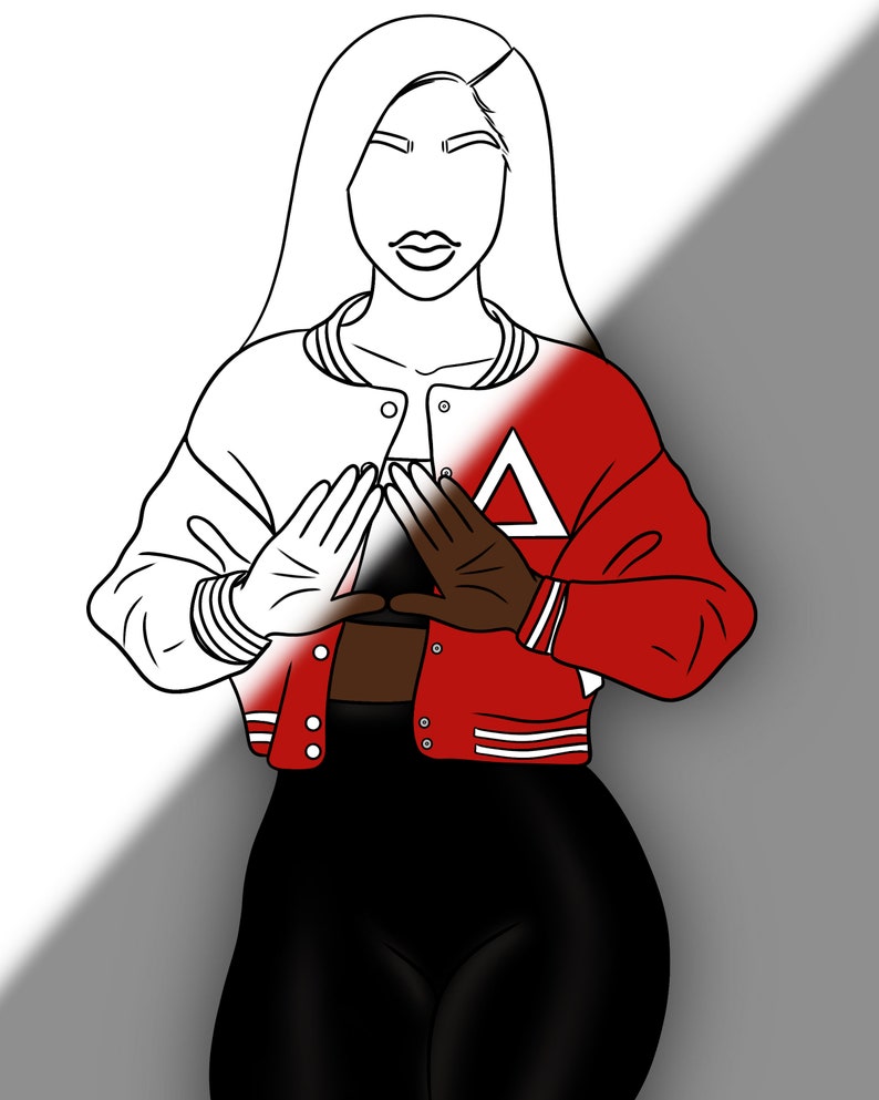 Delta Sigma Theta Soror Pre Drawn Outline DIY Canvas Paint Party ...