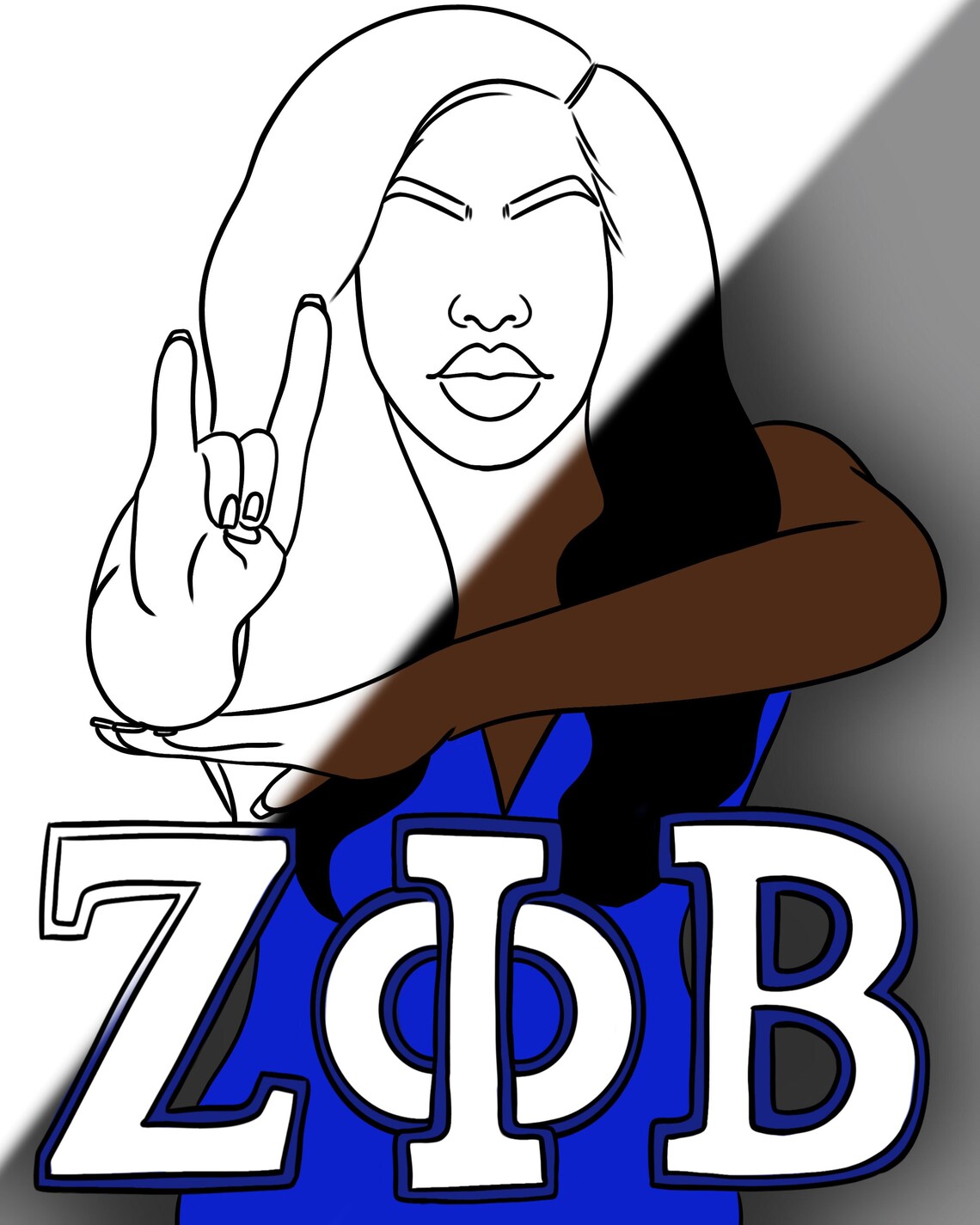 Zeta Phi Beta Soror Pre Drawn Outline DIY Canvas Paint Party Instant ...