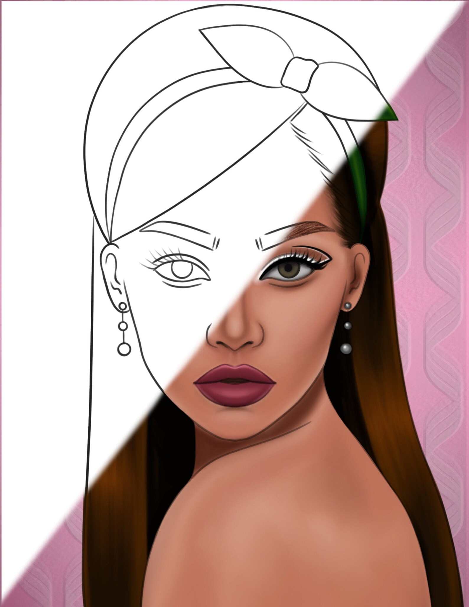 60s Beehive Pre Drawn Outline DIY Paint and Sip Party Instant - Etsy