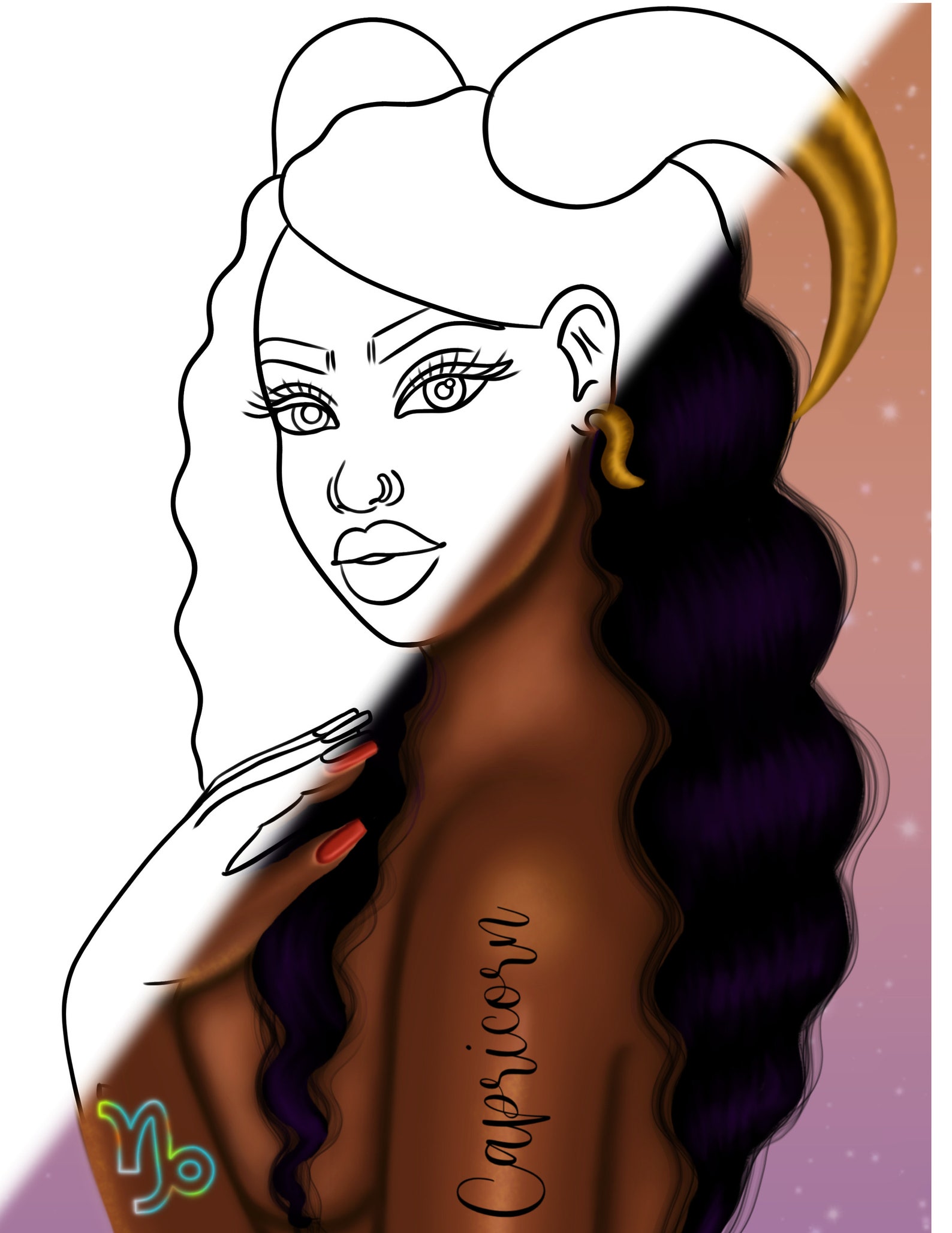 Capricorn Zodiac Pre Drawn Outline DIY Paint and Sip Party Instant ...