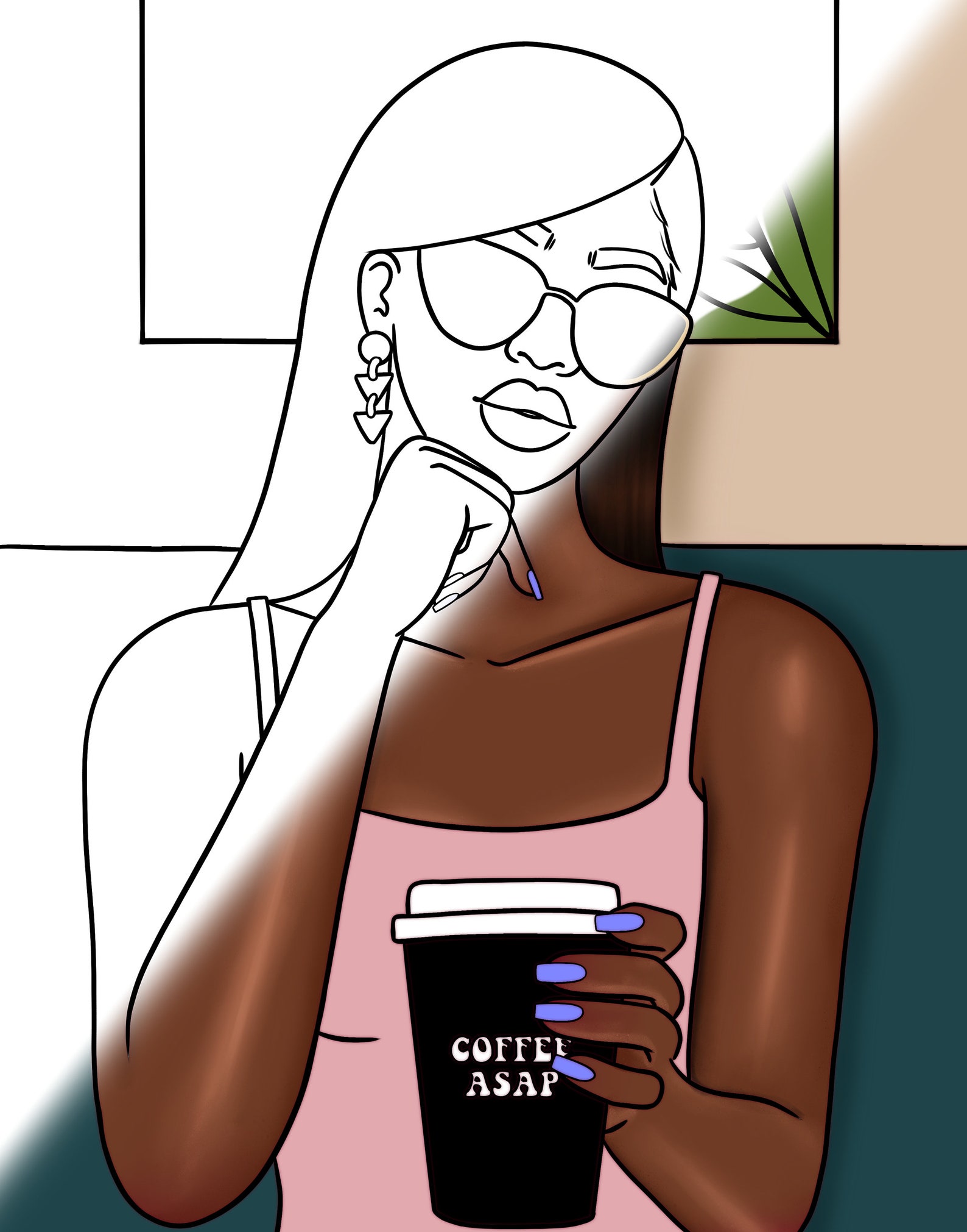 Coffee Asap Pre Drawn Outline DIY Paint and Sip Party Instant - Etsy