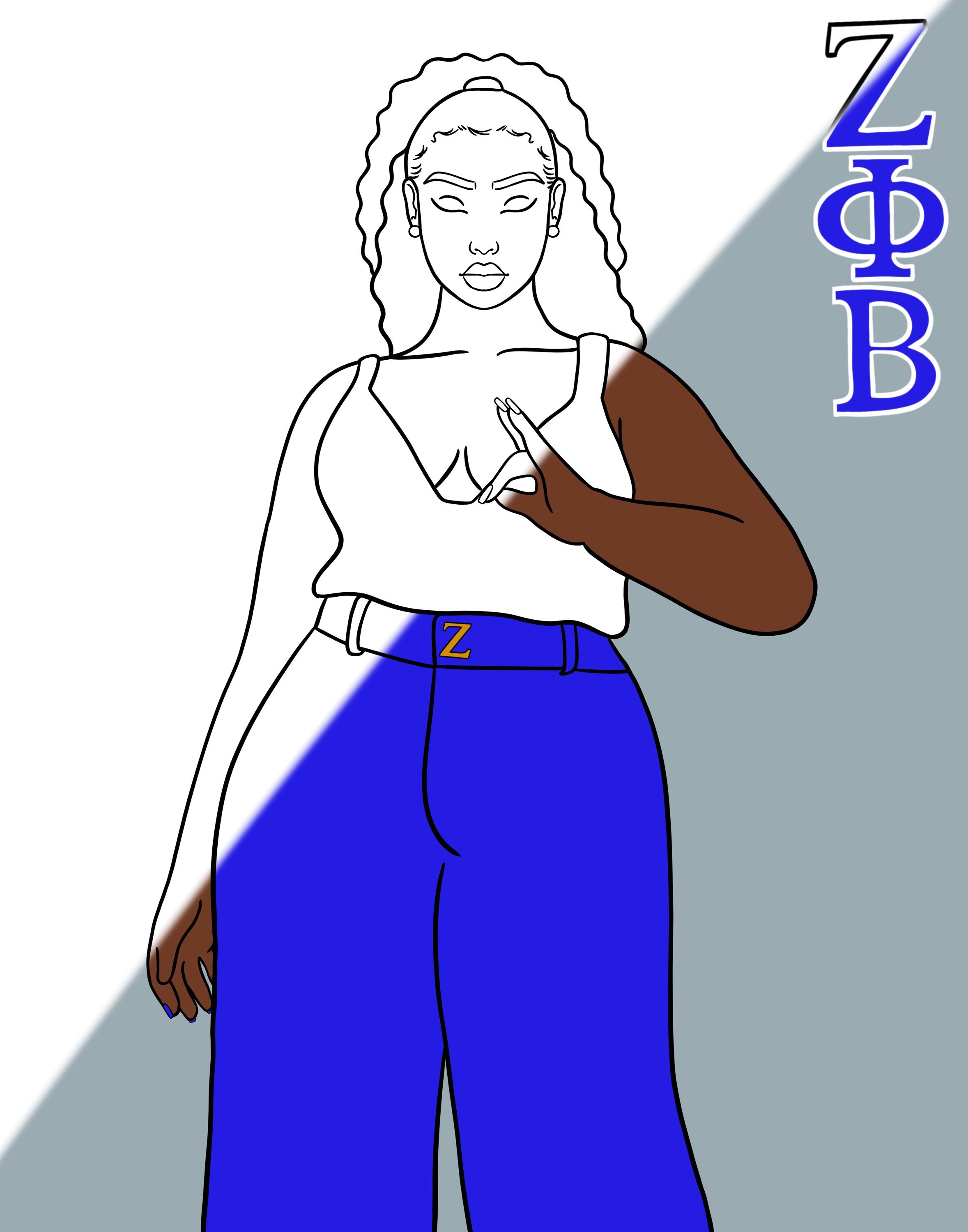 Zeta Phi Beta Pre Drawn Outline Canvas Panel DIY Canvas Paint - Etsy