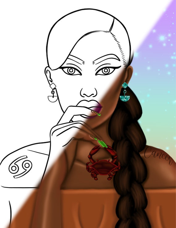 Cancer Zodiac Pre Drawn Outline DIY Paint and Sip Party - Etsy