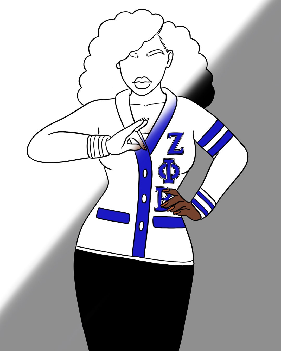 Zeta Phi Beta Soror Pre Drawn Outline DIY Canvas Paint Party Instant ...