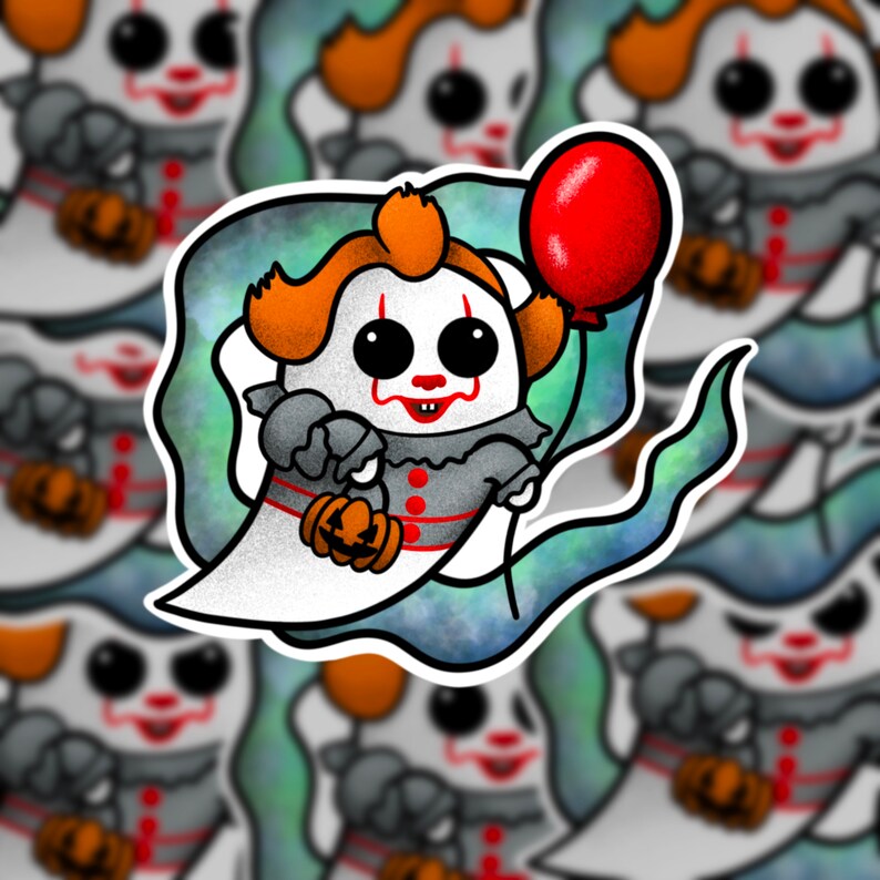 Ghost Dressed as Pennywise IT 6cm Sticker | Etsy