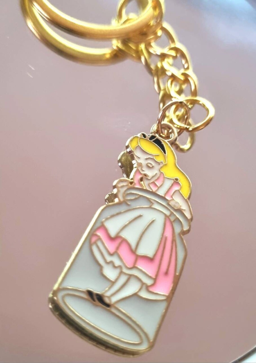 Limited Pink Alice in Wonderland Bottle Enamel Charm Keychain - Etsy UK