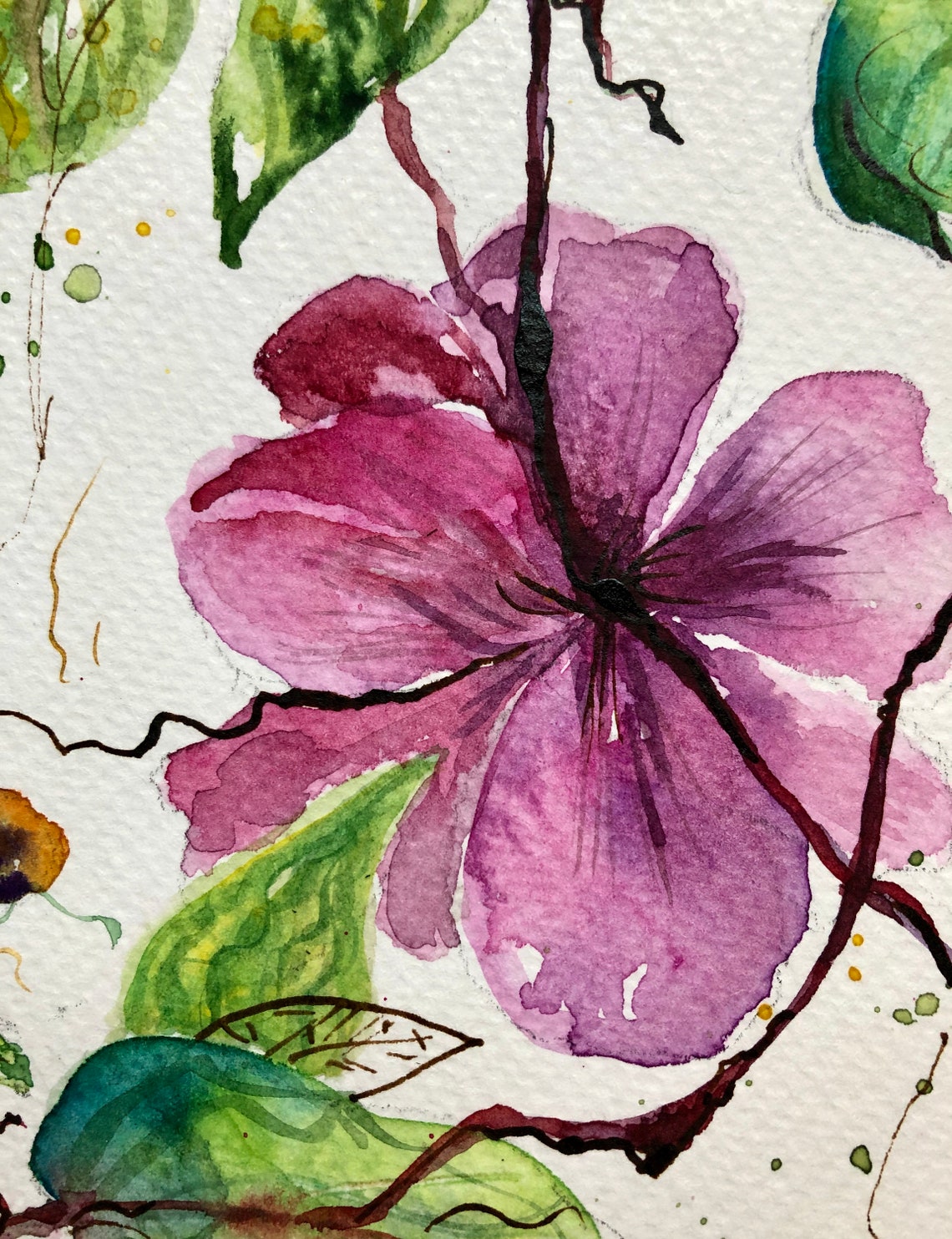 Vines With Pink Flowers - Original Painting - Etsy