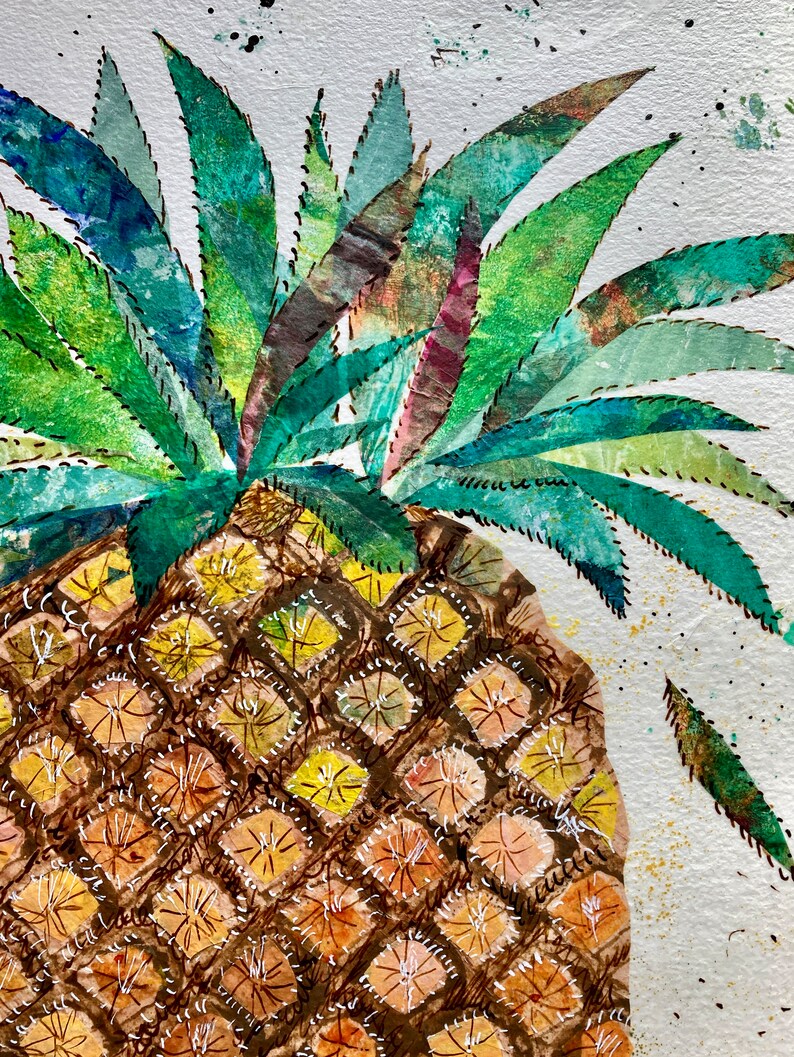 Pineapple - Collage Painting - Etsy