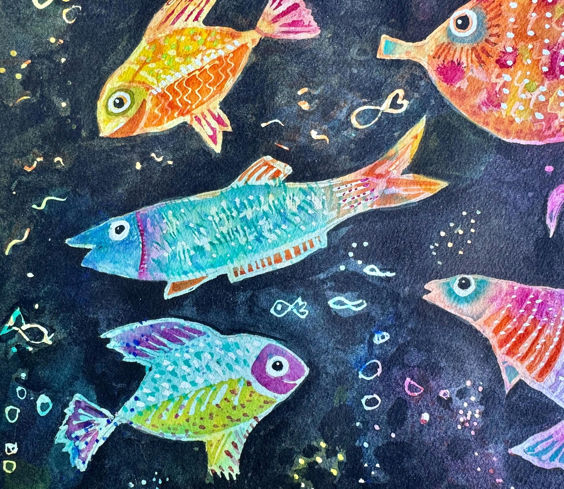 Rainbow Fish - Original Painting - Etsy