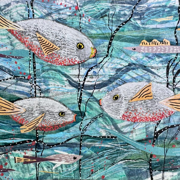 Mixed Media Beach Painting - Etsy