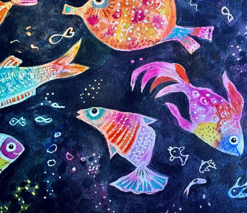 Rainbow Fish - Original Painting - Etsy