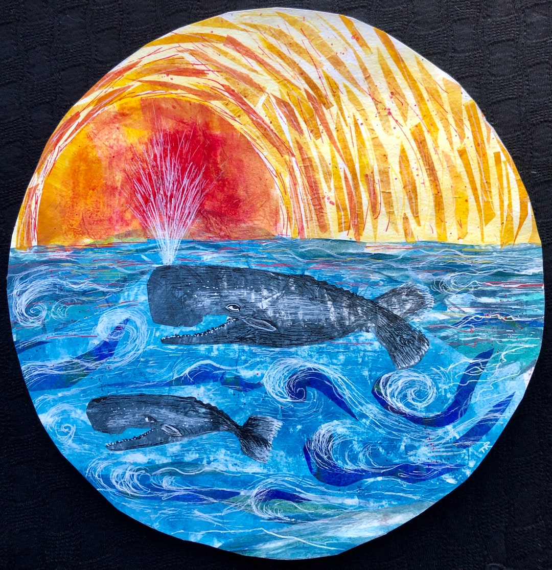 Whales - Original Collage - Etsy