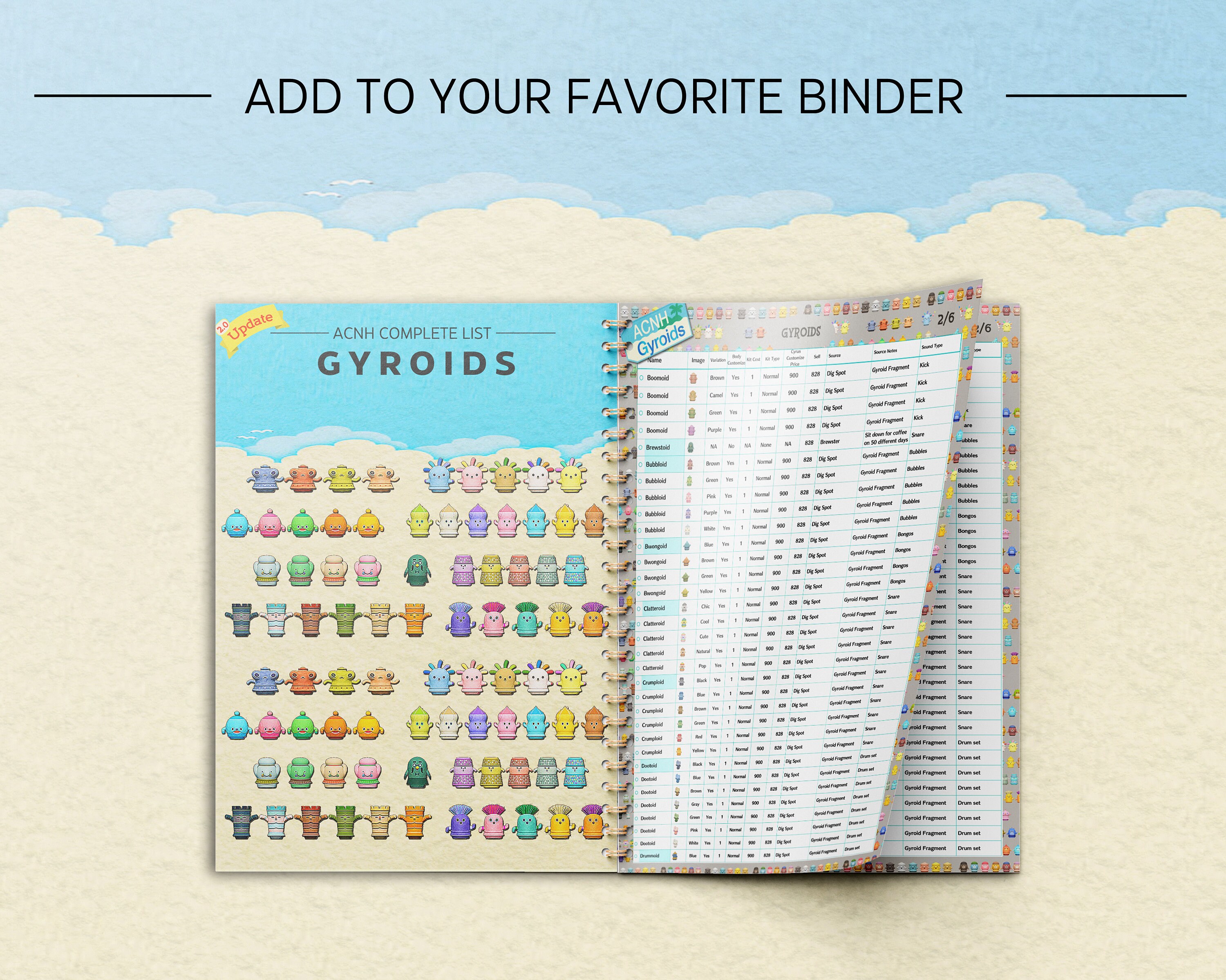 Animal Crossing Gyroids and Fossils Checklist and Tracker, ACNH 2.0 ...