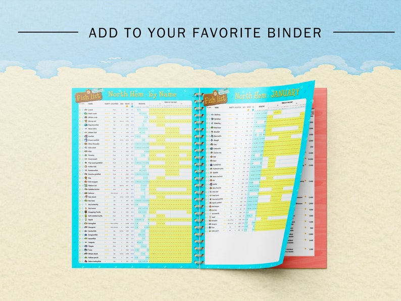 Animal Crossing Fish Checklist Planner Tracker Northern Hemisphere ...
