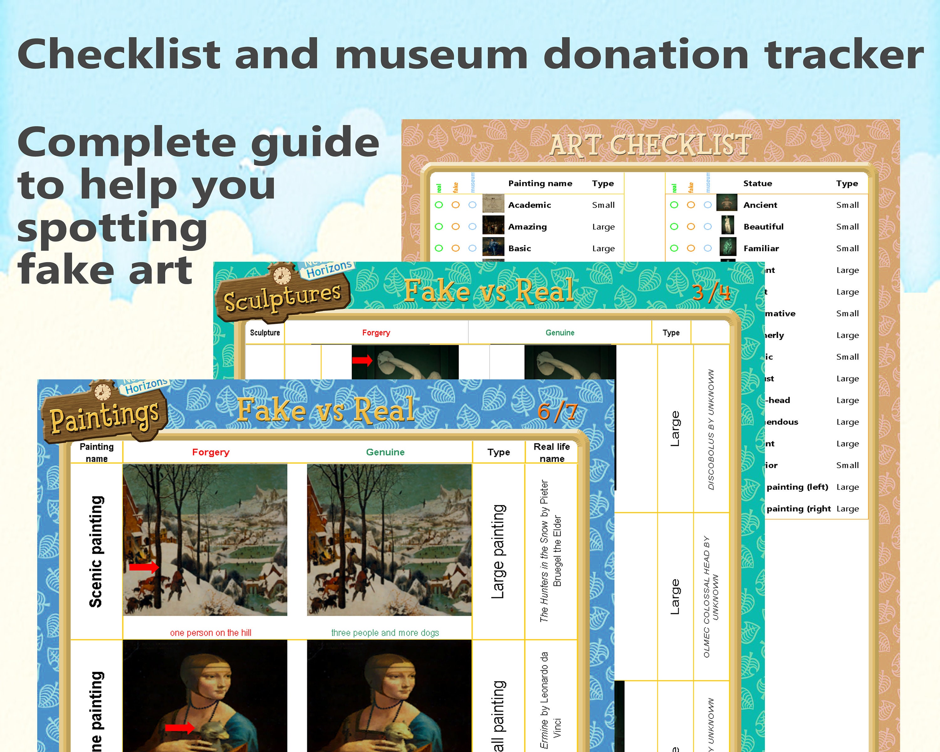 ACNH Art Guide, Identify Fake and Genuine Art, Paintings and Sculptures ...