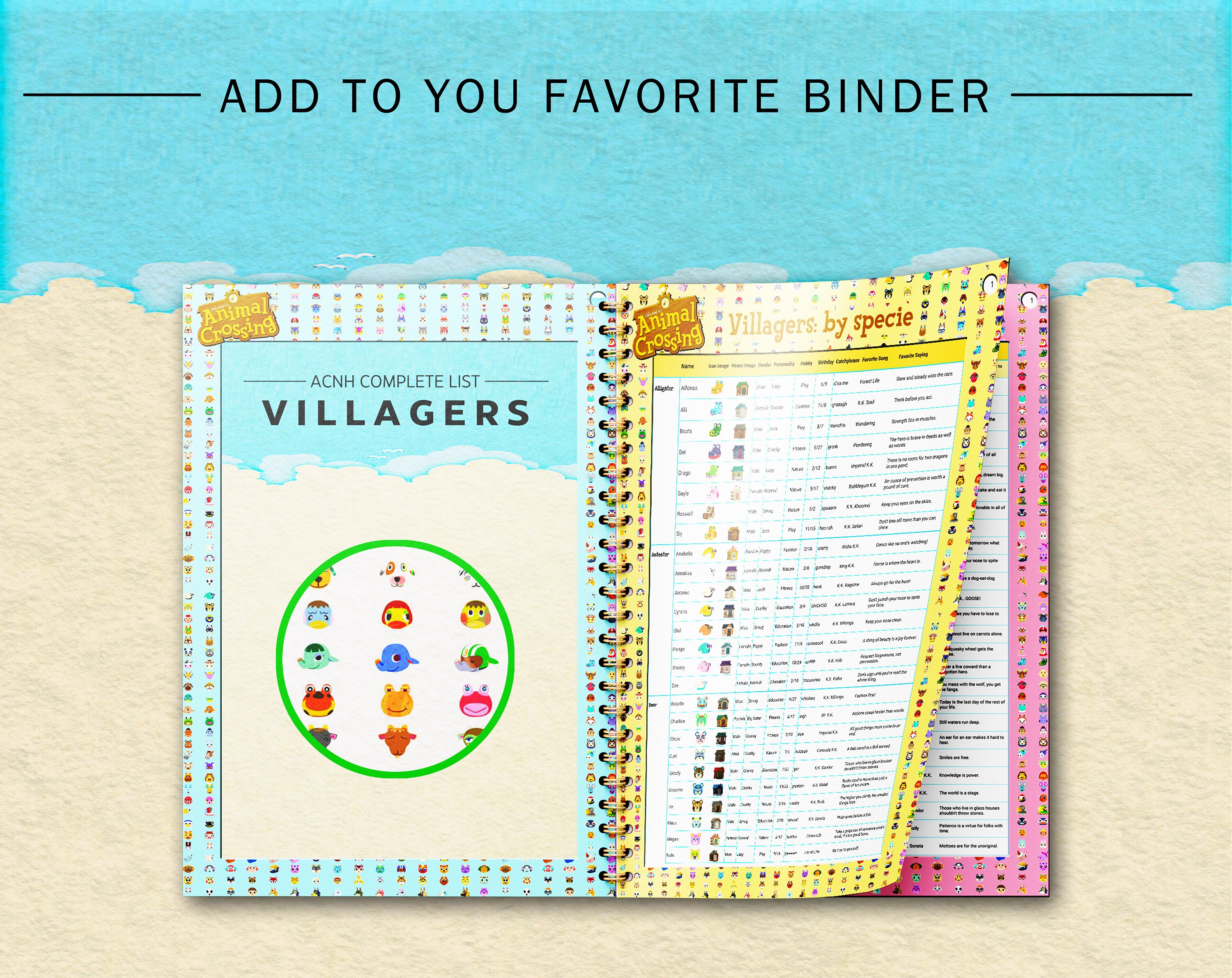 Acnh Villager Complete List, Animal Crossing Guide, Printable Pdf - Etsy