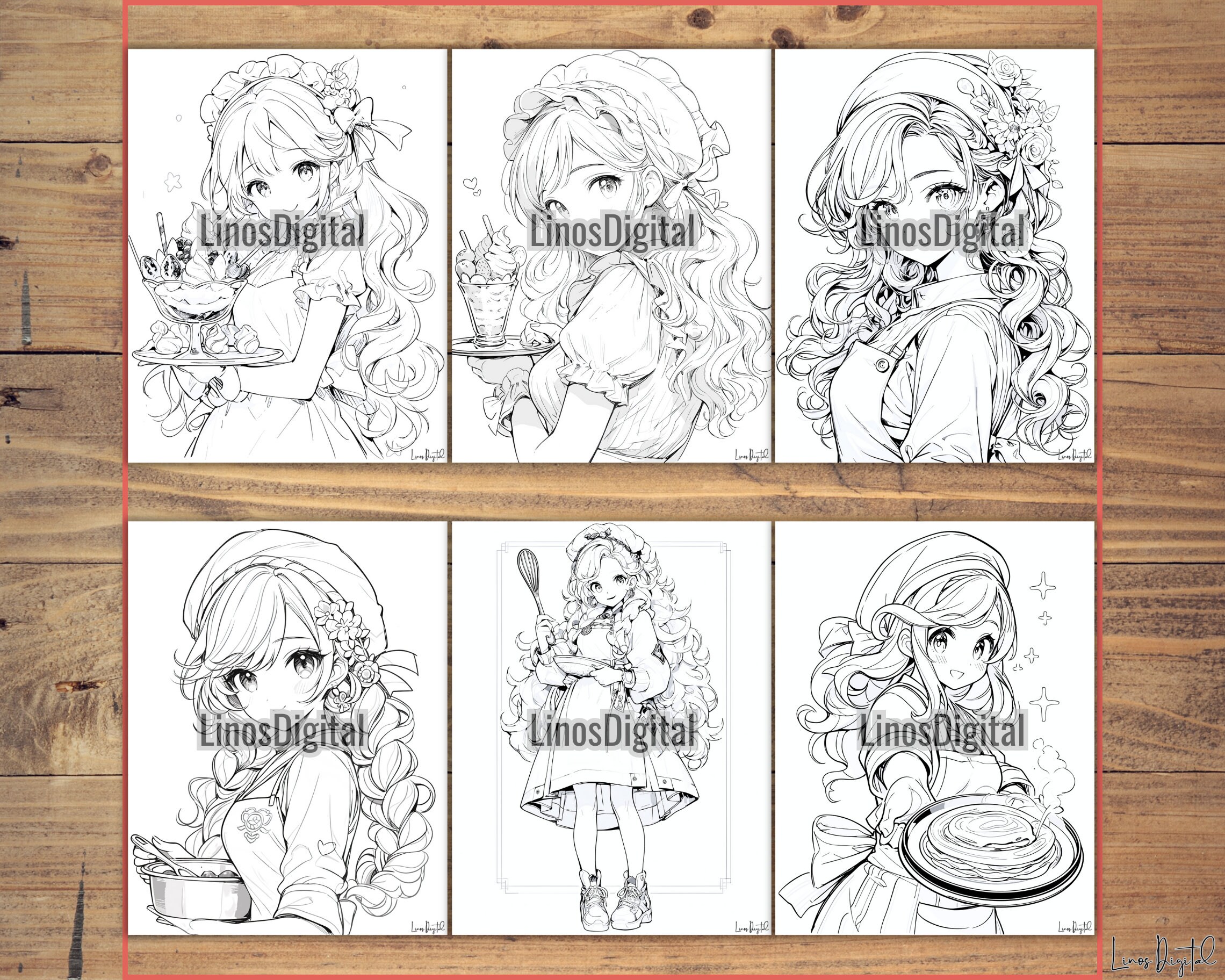 30 Anime Chef Girls Adult Coloring Book Anime Chef Cooking - Etsy