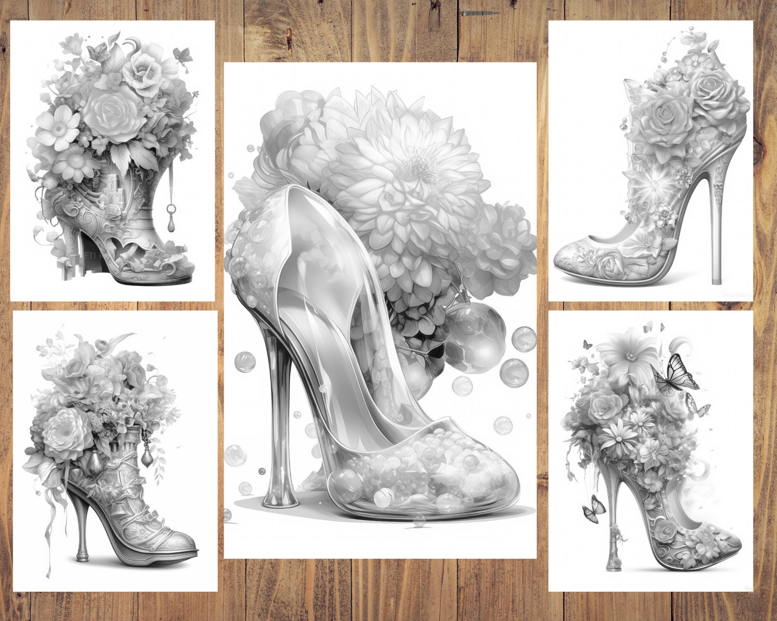 30 Floral High Heels Coloring Pages With Cover Fashion Coloring Book ...
