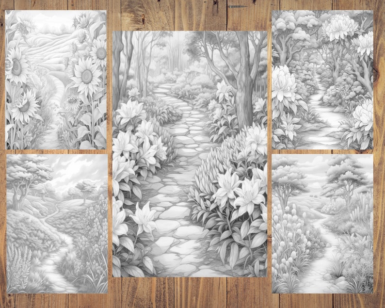 30 Flower Garden Paths Coloring Book Adults Coloring Pages - Etsy