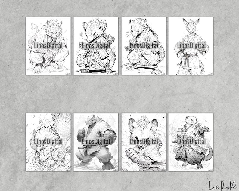 30 Karate Animals Coloring Pages With Cover Adultskids - Etsy