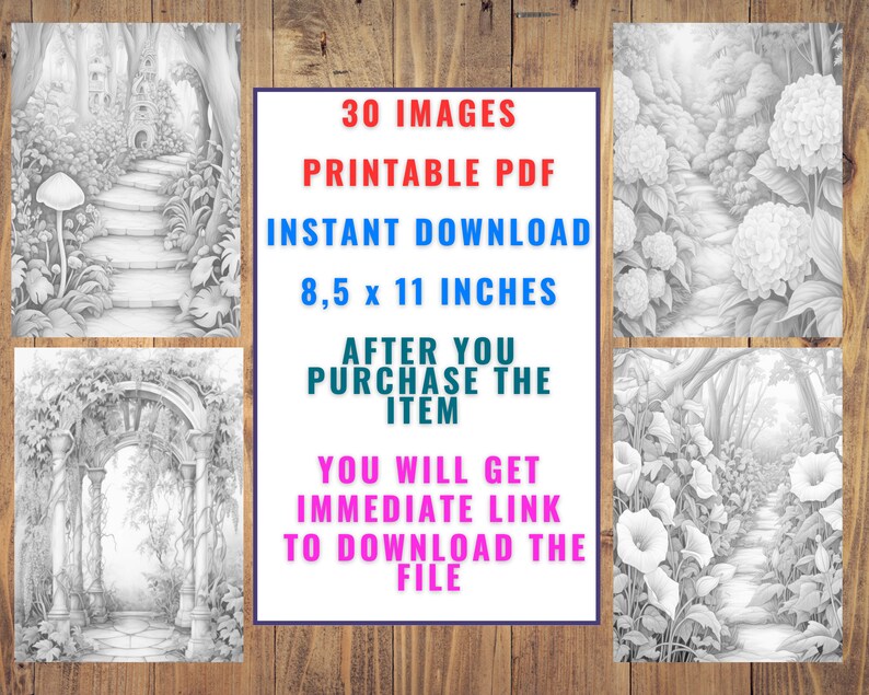 30 Flower Garden Paths Coloring Book Adults Coloring Pages - Etsy