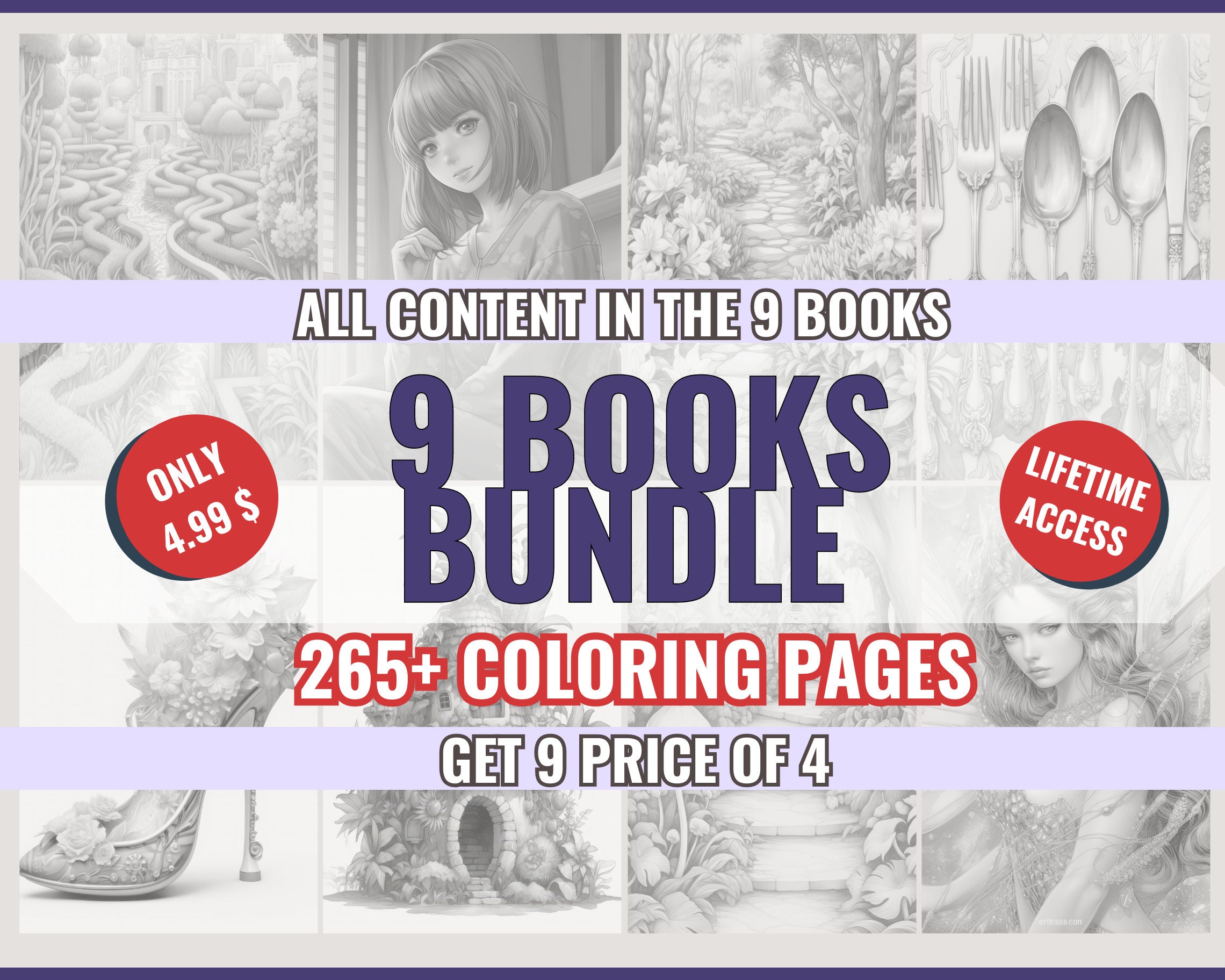 9 Books Coloring Bundle Printable PDF Adult Coloring Books - Etsy