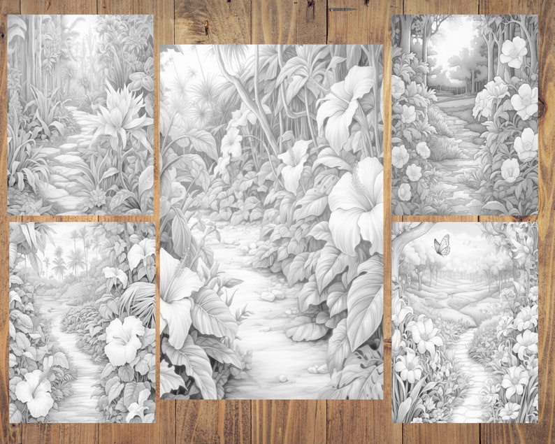 30 Flower Garden Paths Coloring Book Adults Coloring Pages - Etsy