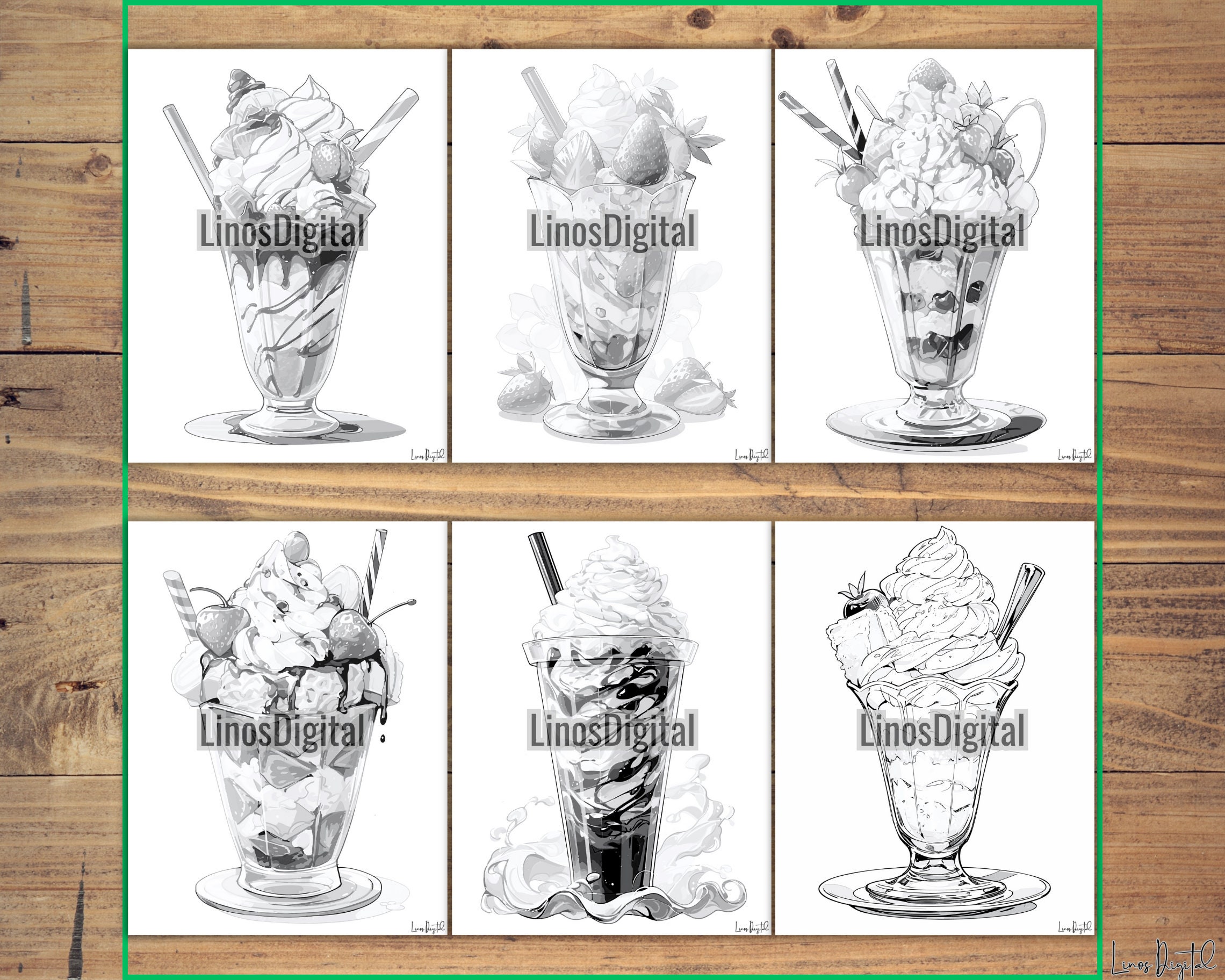 42 Delicious Milkshakes Adult Coloring Book Desserts With Biscuits and ...