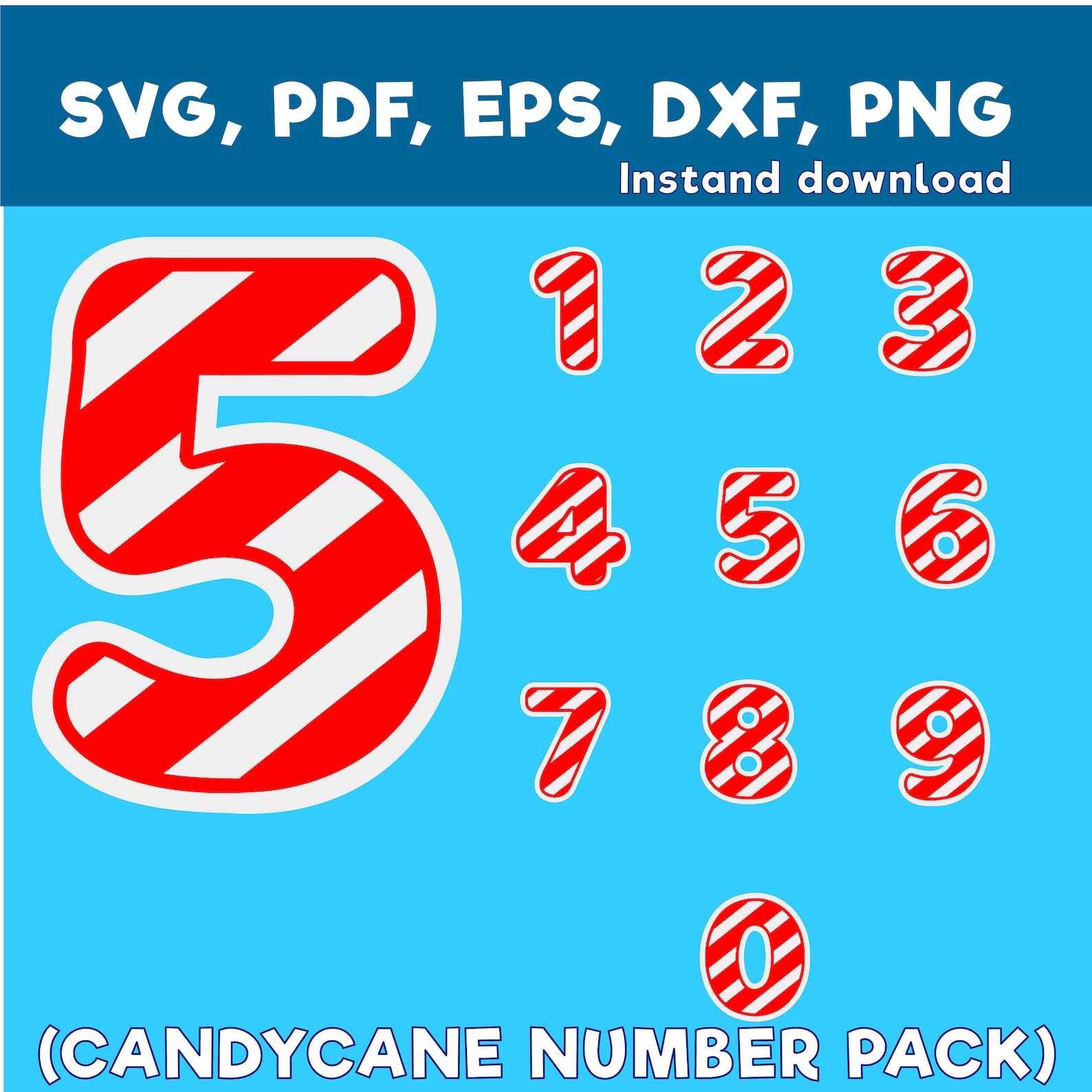 Beautiful Candy Cane Numbers, Cute Christmas Svg, a Double Layered Cut ...
