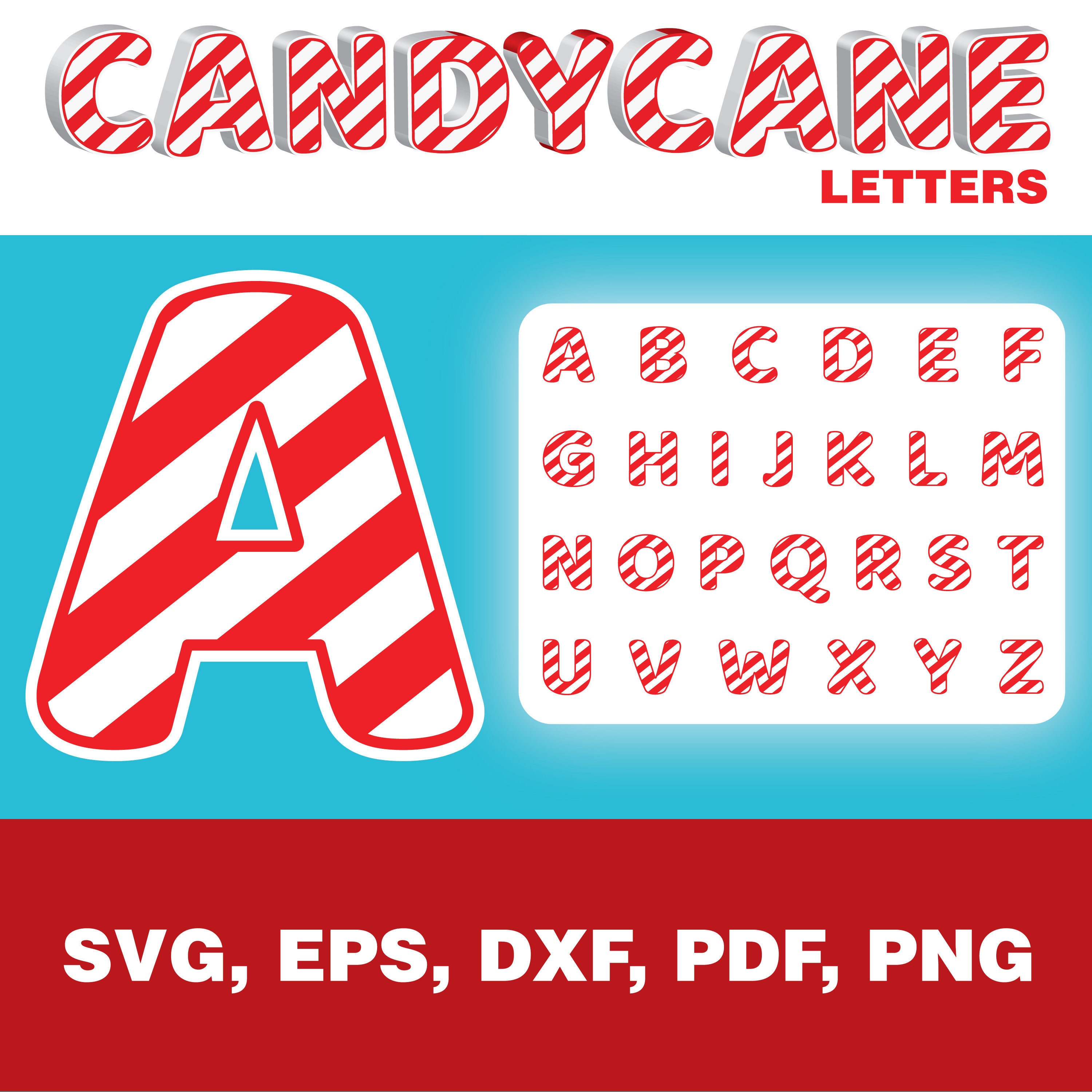 Beautiful Candy Cane Letters, Cute Christmas Svg, a Double Layered Cut ...