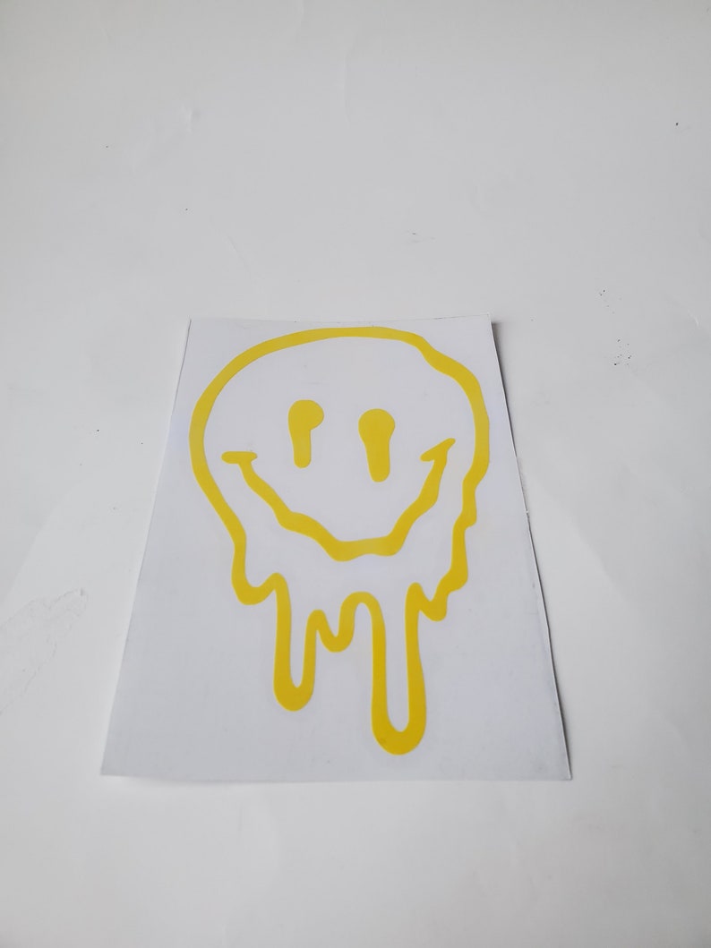 Drippy Smiley Face Vinyl Sticker Decal Multiple Colors | Etsy