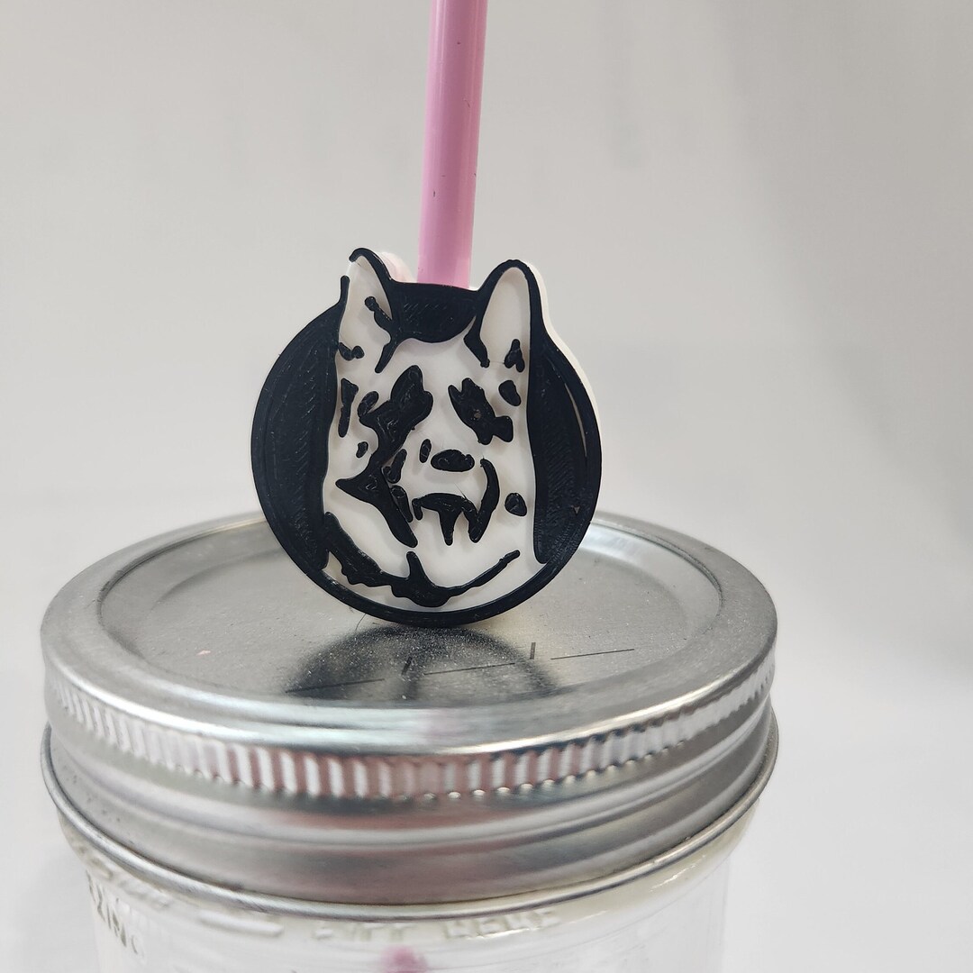 German Shepard Letterkenny Dual-color Straw Topper Straw Buddy - Etsy