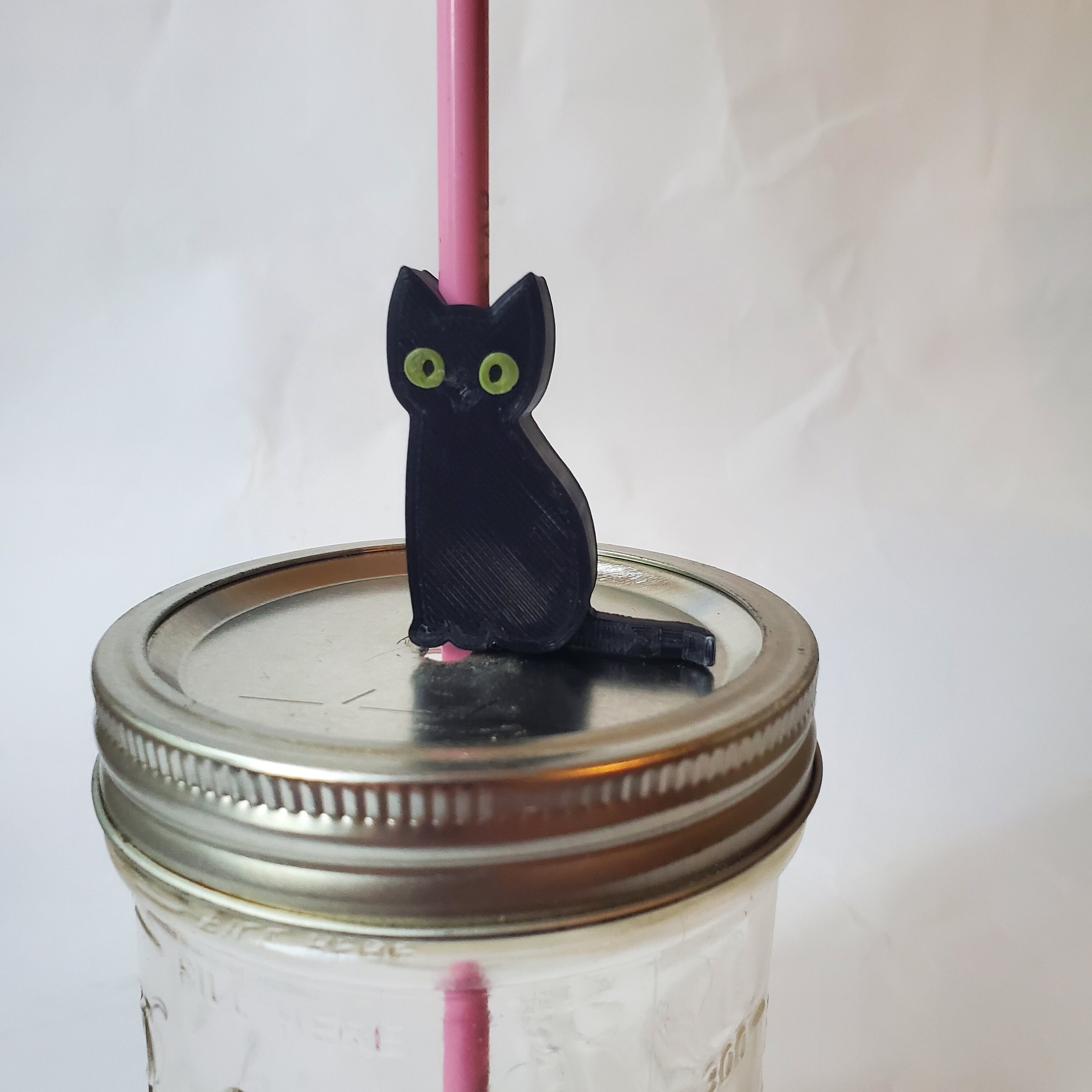Black Cat Spooky Halloween Straw Topper Straw Buddy Dual - Etsy