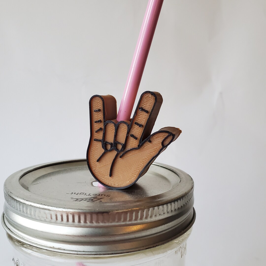 I Love You ASL Straw Topper Straw Buddy -- Multiple Colors - Etsy