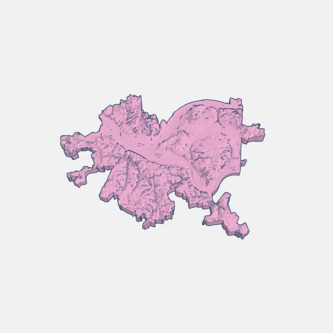 Pittsburgh Pennsylvania Topographical Boundary Map STL File for 3D ...