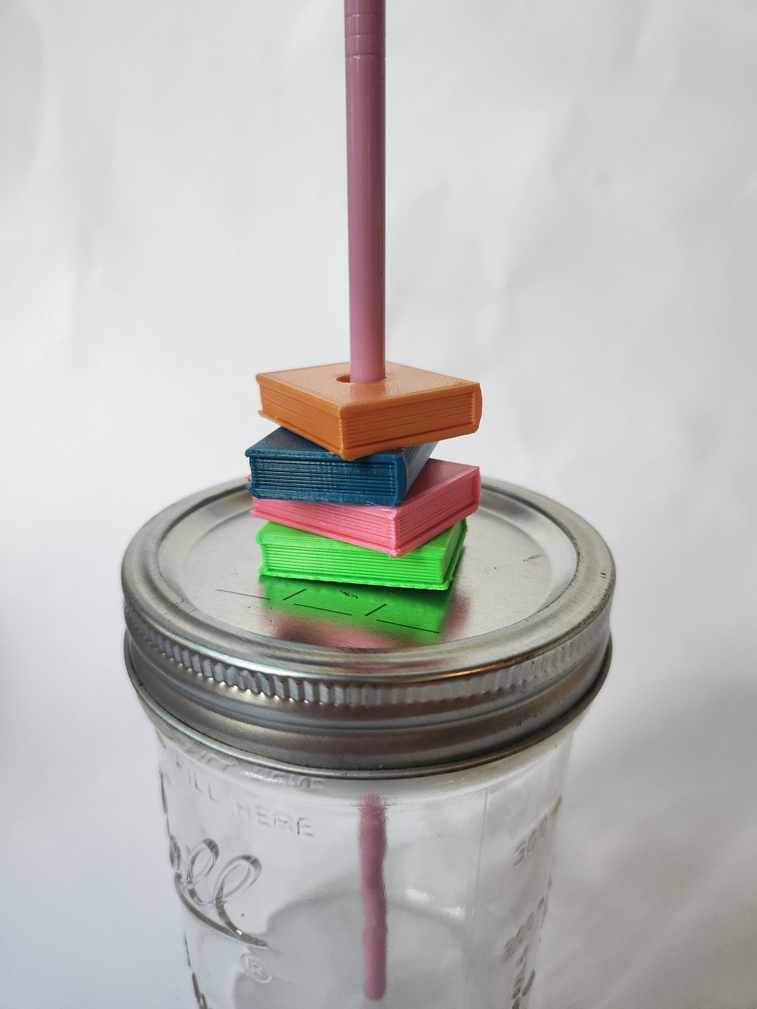 Colorful Book Stack Straw Topper Straw Buddy - Four Colors - Etsy