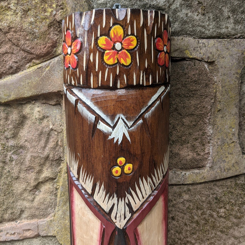 Tiki Mask Flower Design Wall Hanging Hand Painted 100cm - Etsy UK