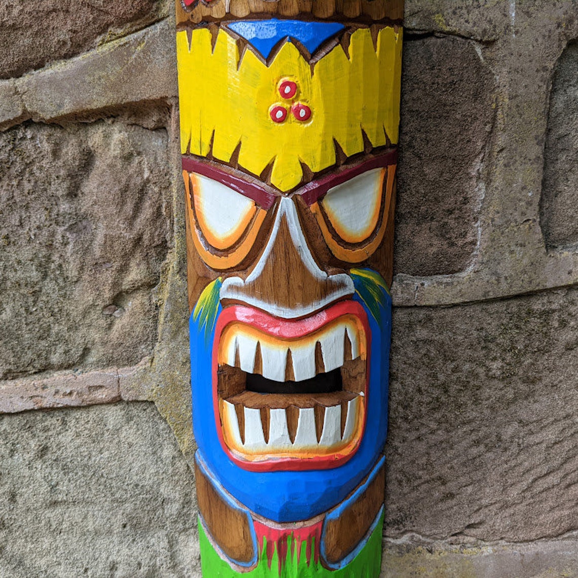Tiki Mask Tiki Bar 50 Cm Wooden Hand Painted Man Cave - Etsy UK