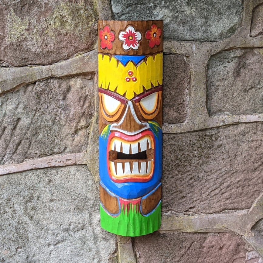 Tiki Mask Tiki Bar 50 Cm Wooden Hand Painted Man Cave - Etsy UK