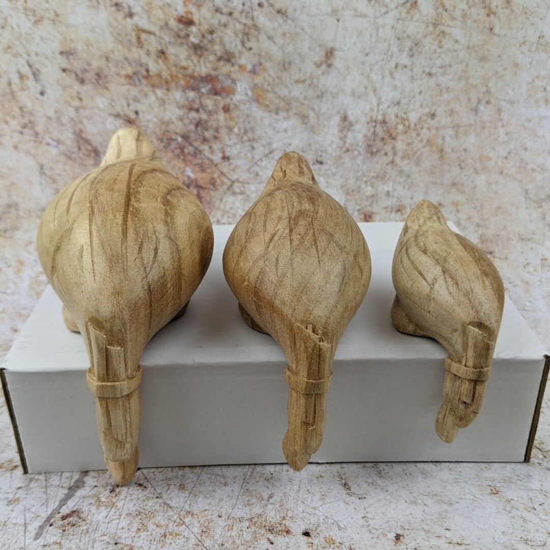 Shelf Sitting Ducks Set of Three Hand Carved Super Cute - Etsy