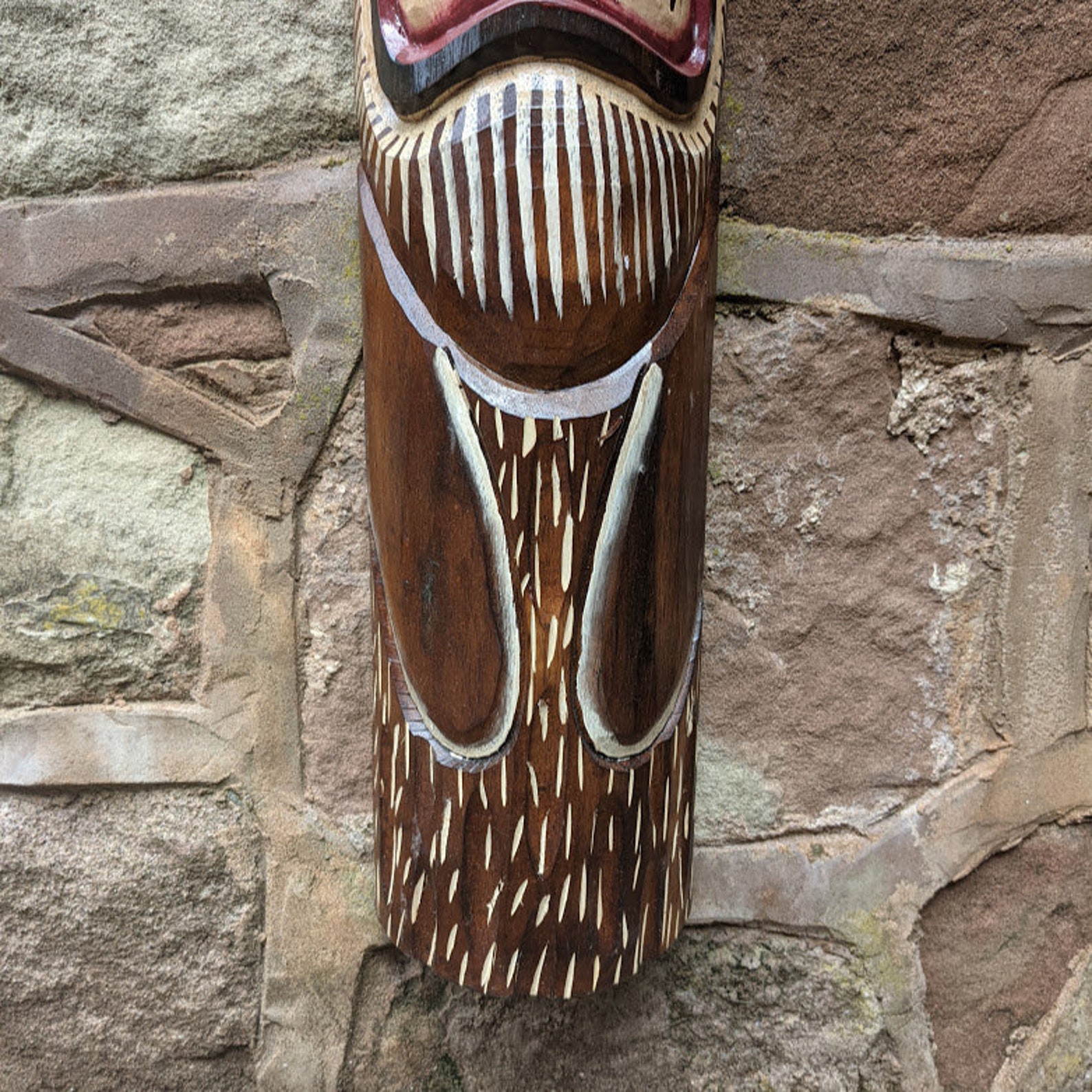 Tiki Mask Flower Design Wall Hanging Hand Painted 100cm - Etsy UK