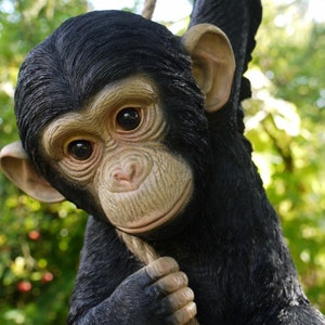 Chimp on a Rope Climbing Monkey Ornament Garden Decoration - Etsy UK