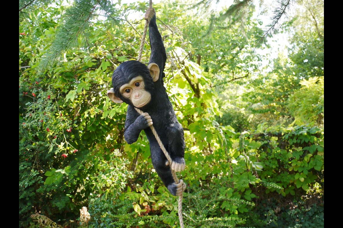 Chimp on a Rope Climbing Monkey Ornament Garden Decoration - Etsy UK