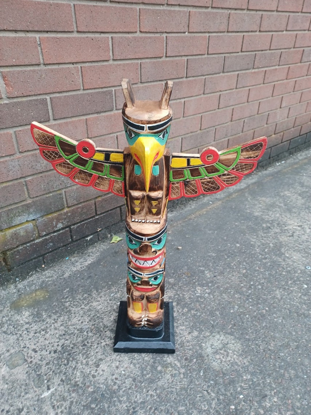 Totem Pole Carved Wood 65cm Hand Painted - Etsy UK