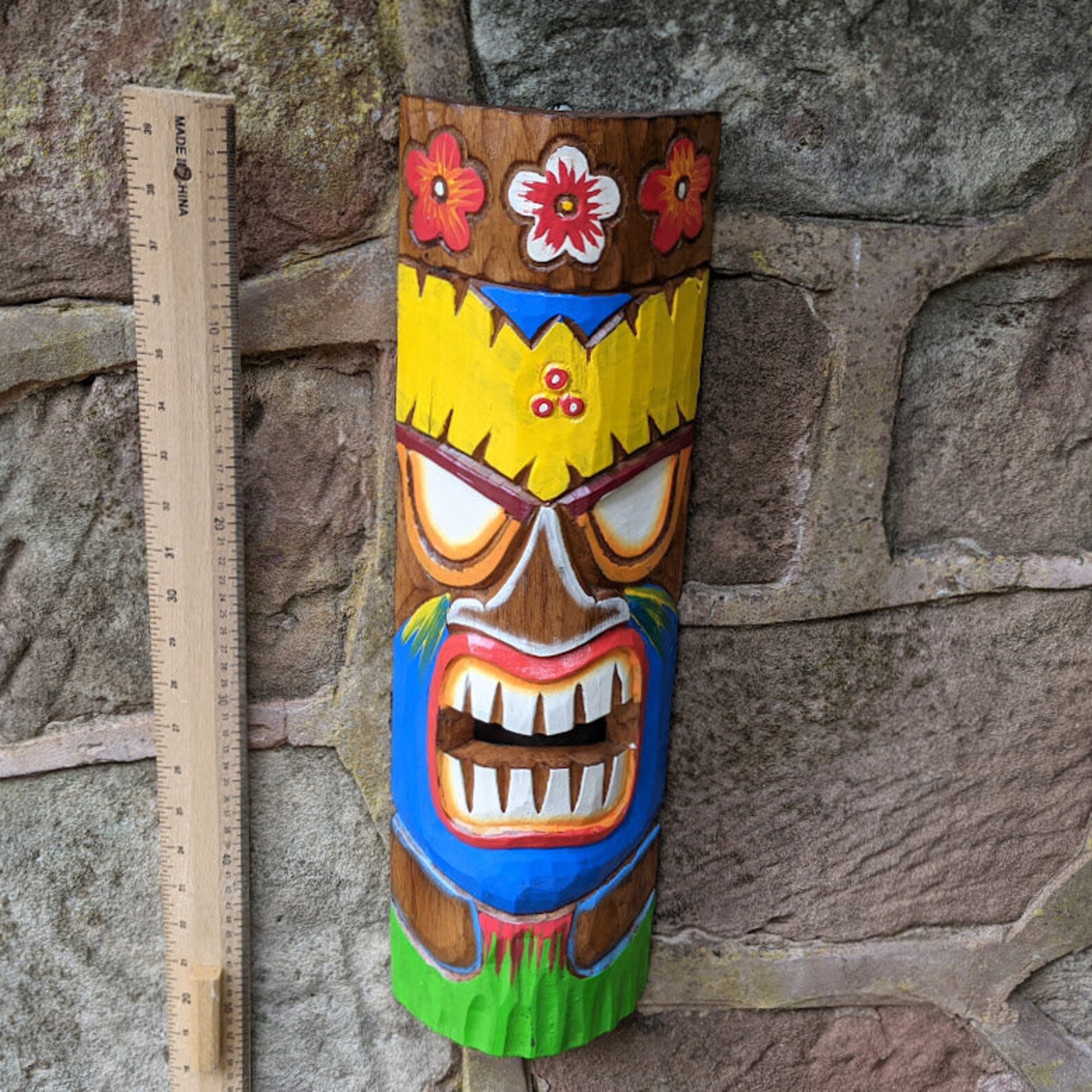 Tiki Mask Tiki Bar 50 Cm Wooden Hand Painted Man Cave - Etsy UK