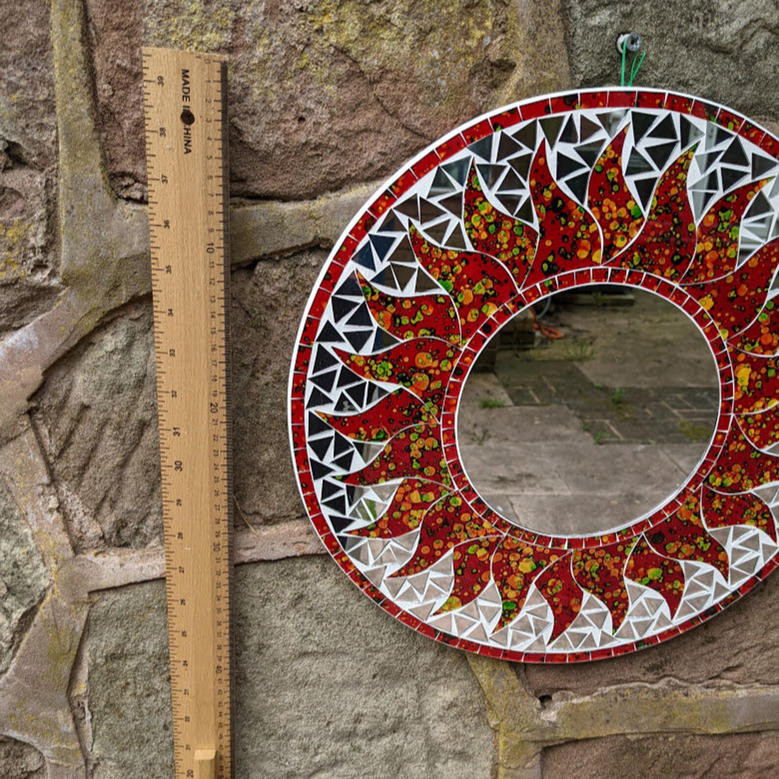 Mosaic Mirror Red Sun Design Hand Made Beautiful Piece 40cm | Etsy