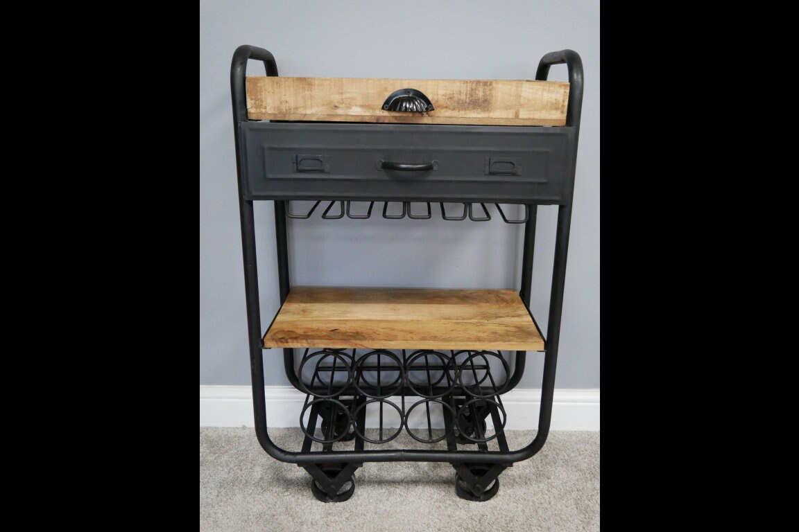 Retro Vintage Industrial Wine Rack Trolley - Etsy UK